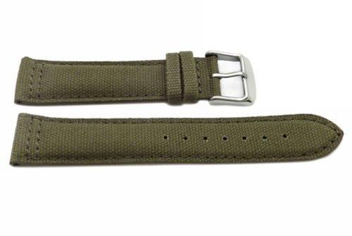 Hadley Roma Olive Genuine Canvas Material Cut Edge Watch Strap | Total ...