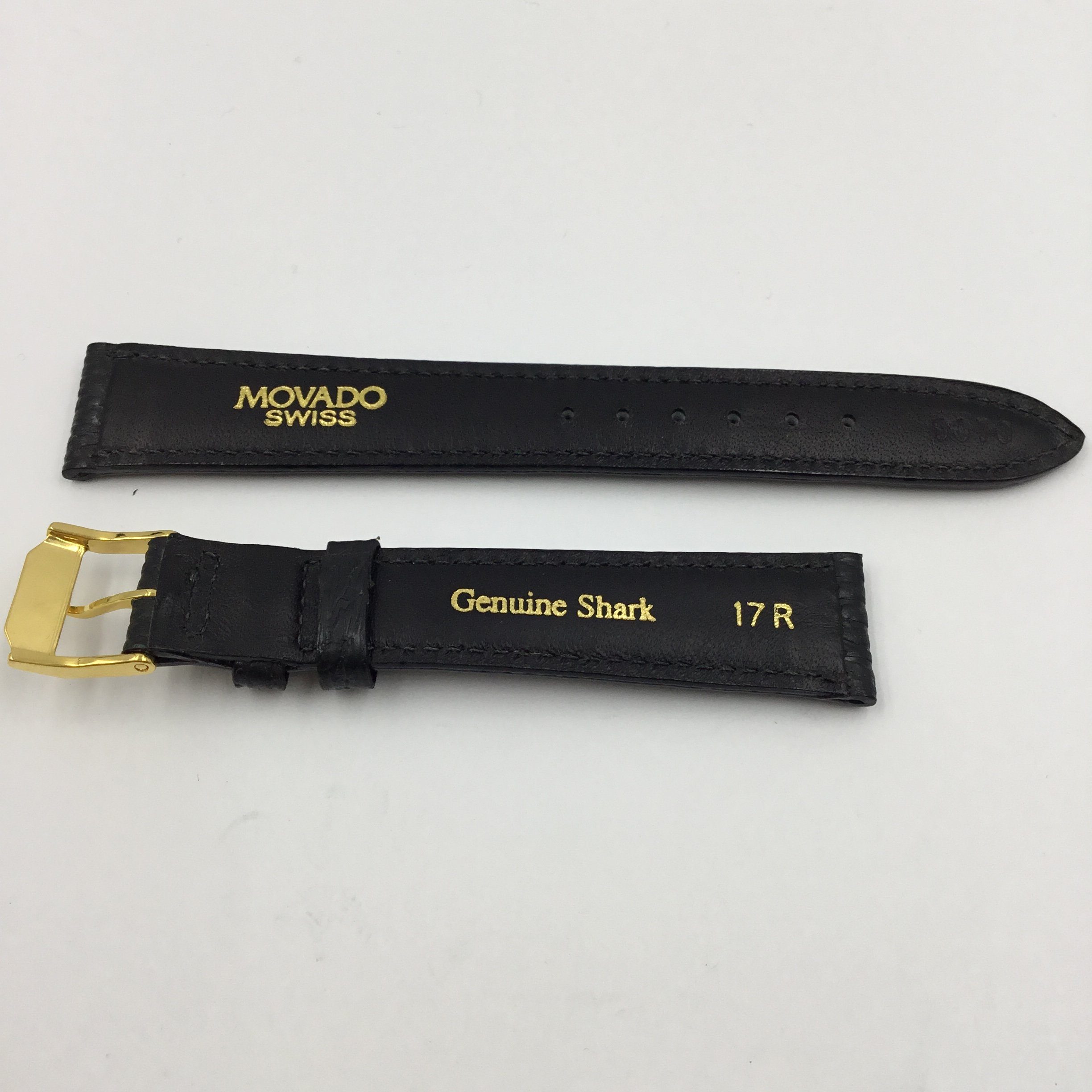 Genuine Movado Shark Skin Leather Black 17mm Watch Band – Total Watch ...