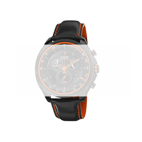 CITIZEN BLACK 22MM LEATHER WITH ORANGE STITCHING WATCH STRAP AT2185 ...