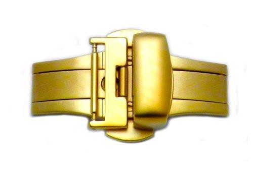 Hadley Roma Brushed Gold Tone Butterfly Push Button Deployant Clasp ...
